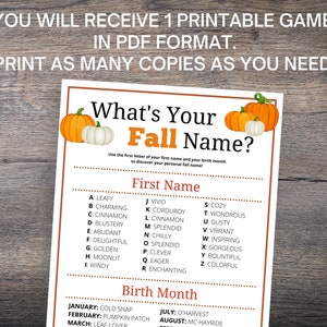 What's Your Fall Name? Printable Fall Name Generator, Funny Fall ...