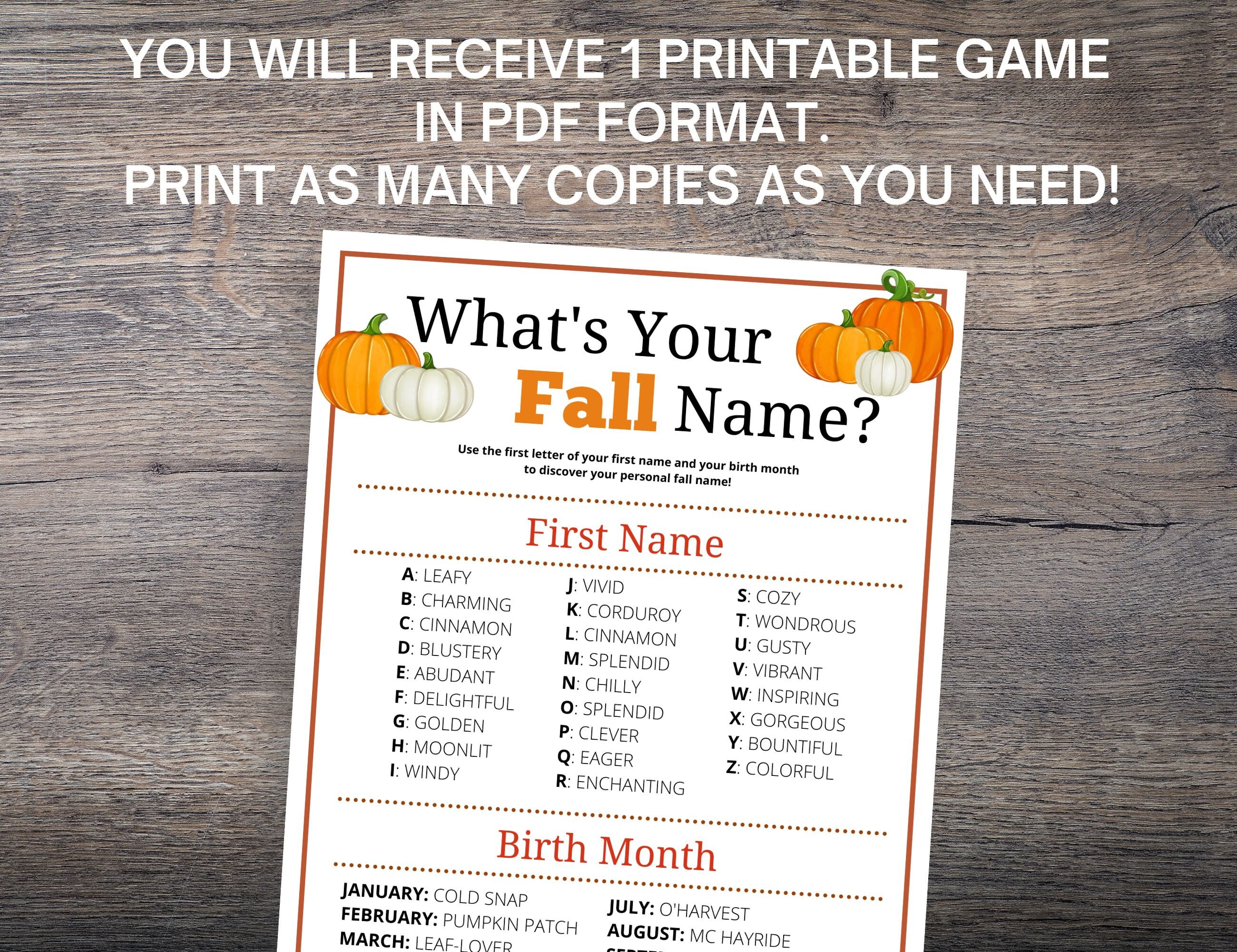 What's Your Fall Name Printable Fall Name Generator - Etsy