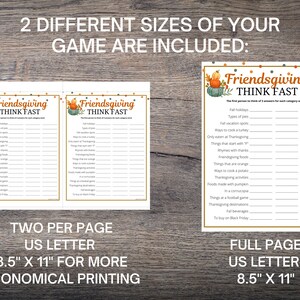 Friendsgiving Think Fast Game, Fun Friendsgiving Party Game for Teens ...