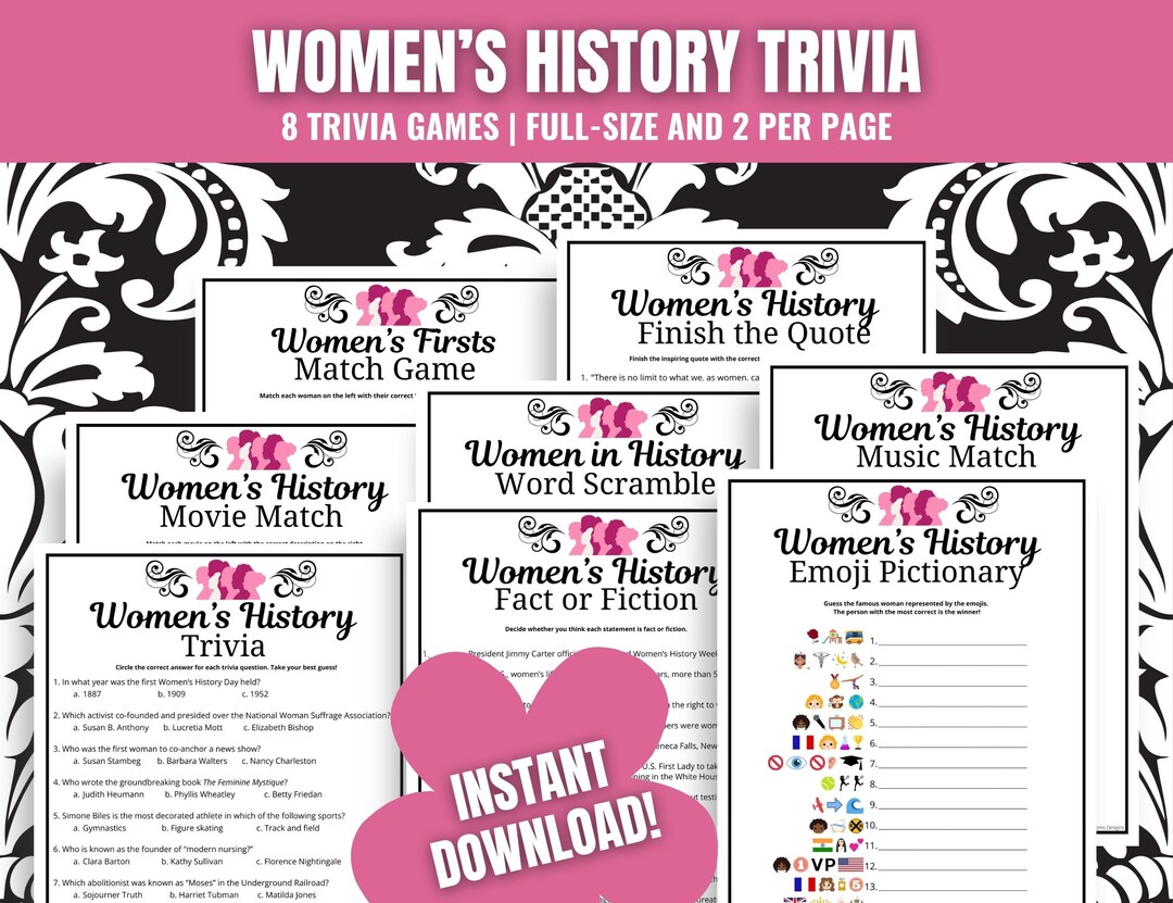 Women's History Month Trivia Games Bundle (PDF) - Etsy
