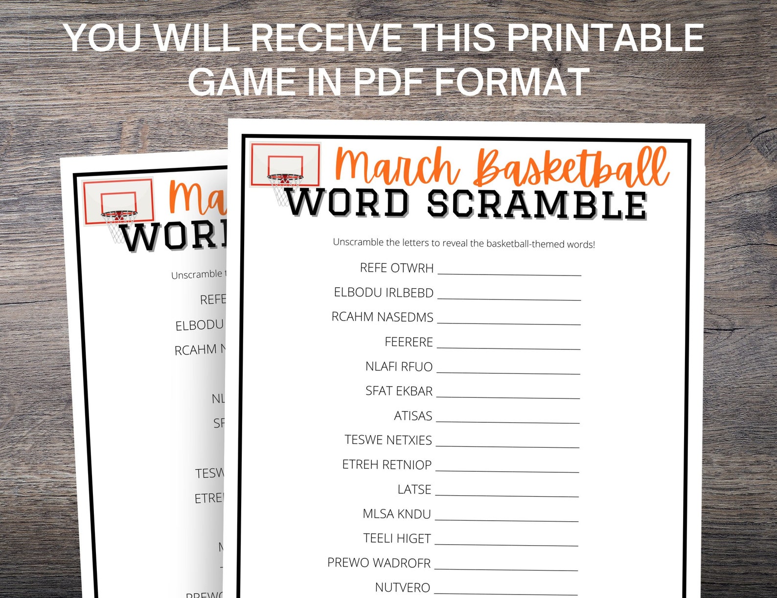 March Basketball Word Scramble Game Men's College - Etsy