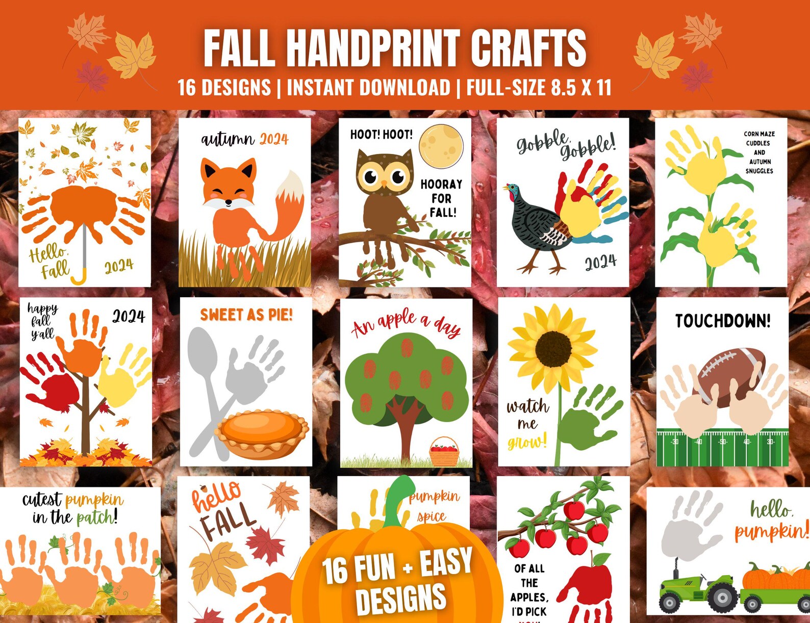 Fall Handprint Craft Templates: Preschool Autumn Crafts (digital ...