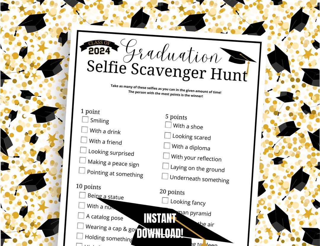 Graduation Selfie Scavenger Hunt Game, 2024 Graduation Game for College ...