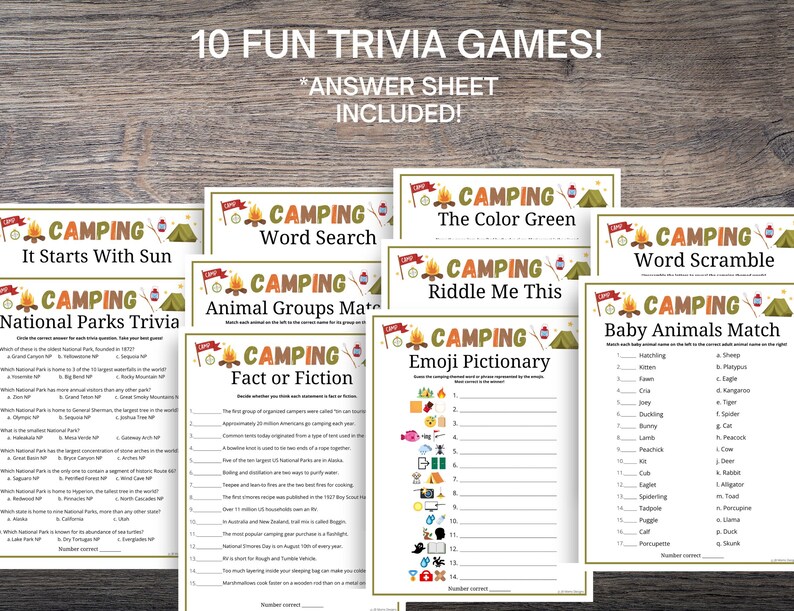 Camping Games Bundle: 40+ Family and Summer Camp Activities (digital ...