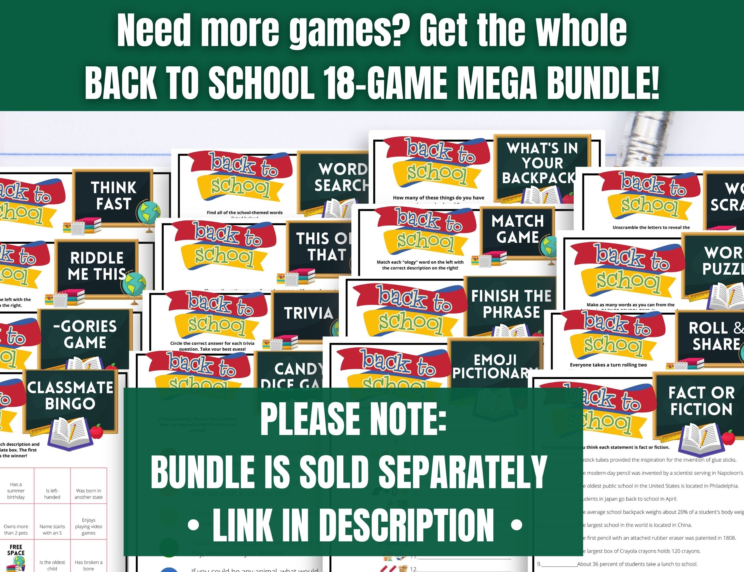 Back to School Trivia Game First Day of School Activity for - Etsy