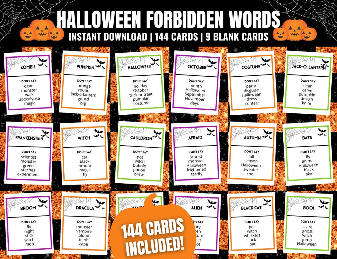 Halloween Forbidden Words Game, Printable Halloween Party Game ...