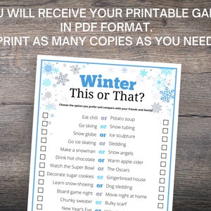 Winter This or That Game: Fun Party Activity (digital Download) - Etsy