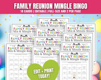 Family Reunion Mingle Bingo Find the Guest Ice Breaker Game - Etsy