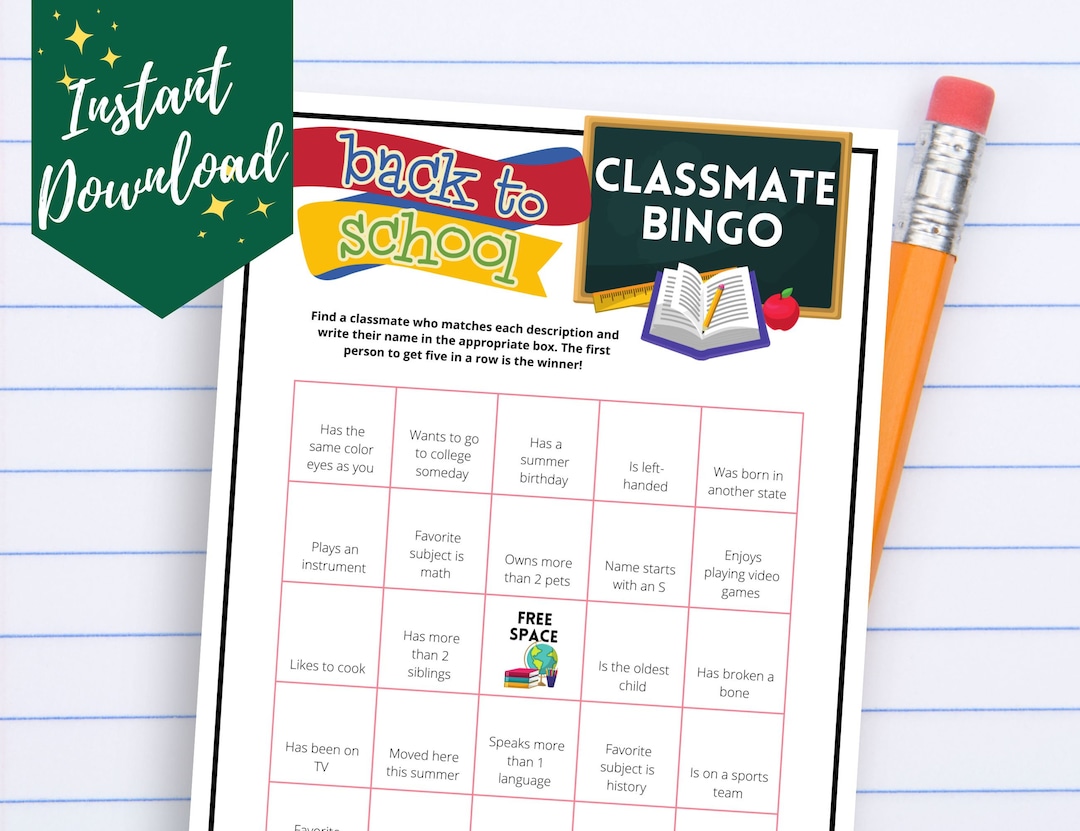 Back to School Classmate Bingo Game, First Day of School Icebreaker ...