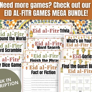 Eid Al-fitr Trivia 3-game BUNDLE, Fun Printable Games for Lesser Eid ...