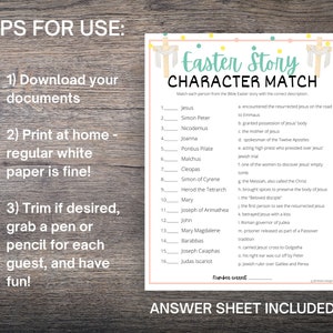 Bible Easter Story Character Match Game Christian (Instant Download) - Etsy