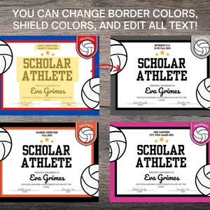 Editable Volleyball Award Certificates: Team Party, End of Season ...