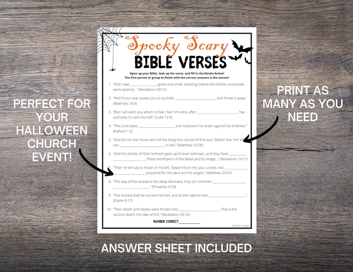 Scary Bible Verses Halloween Game: Christian Printable Halloween ...