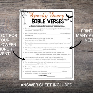Scary Bible Verses Halloween Game: Christian Printable Halloween ...