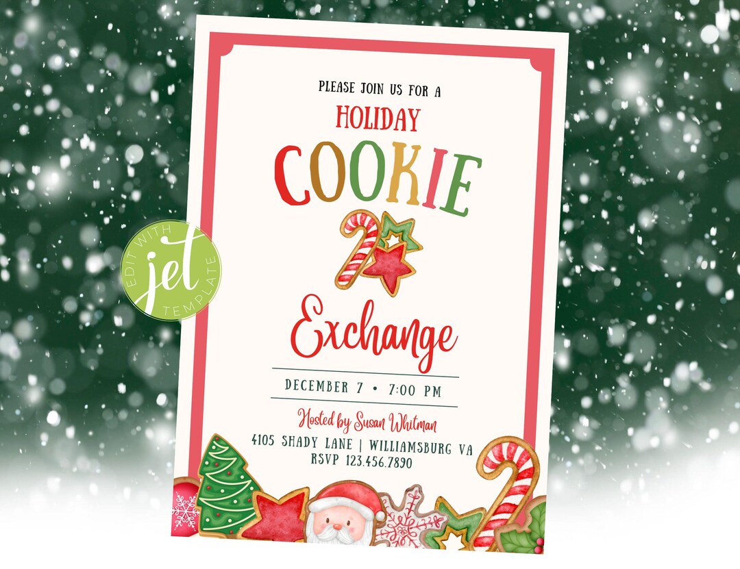 Cookie Exchange Editable Invitation, Christmas Cookie Swap Invite ...
