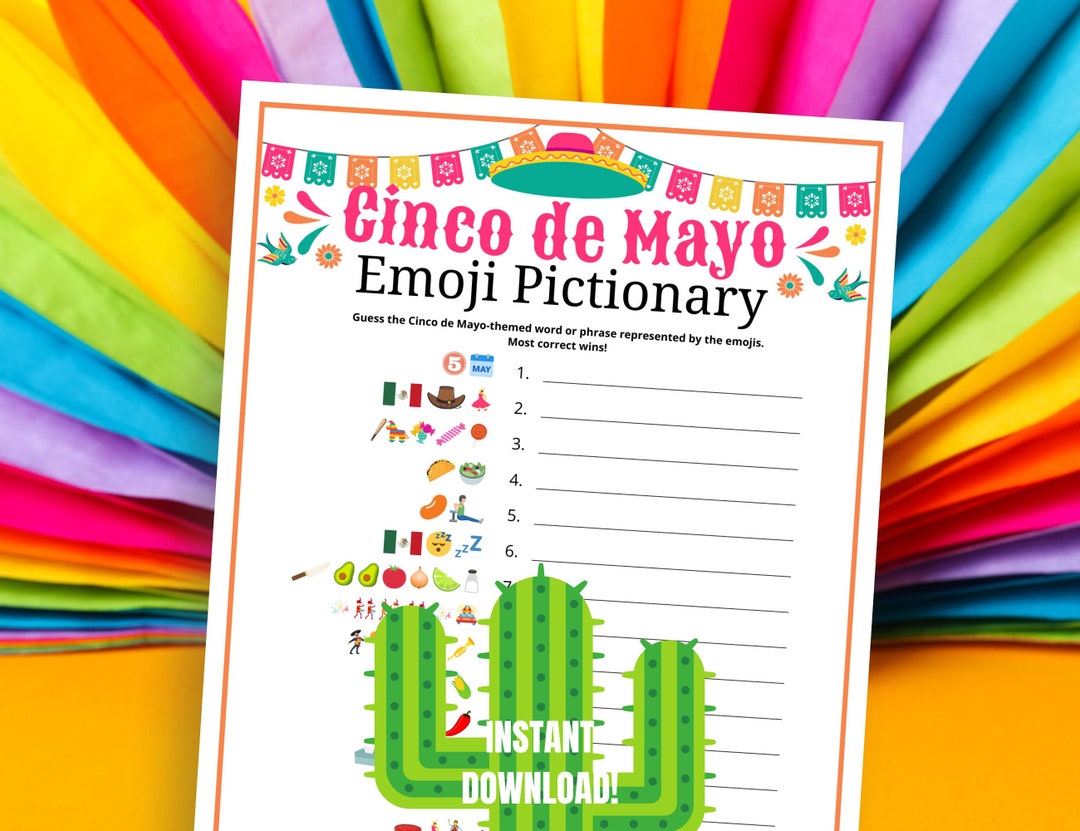 Cinco De Mayo Emoji Pictionary Game, Cinco De Mayo Party Game for ...