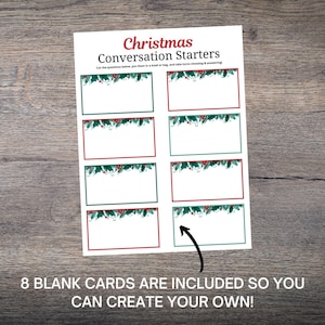 Christmas Conversation Cards, Printable Christmas Icebreaker Prompts ...