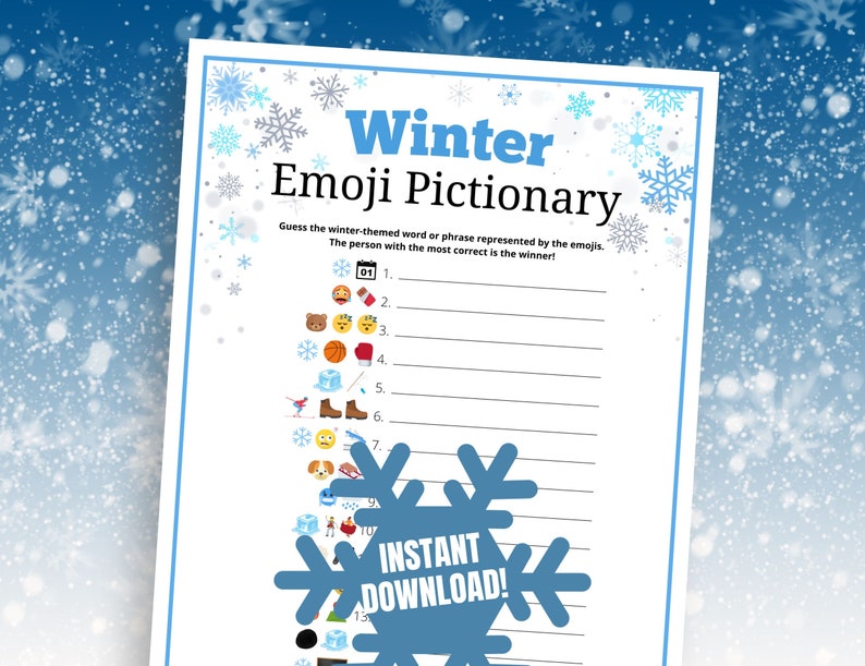 Winter Emoji Pictionary Game: Holiday Party Activity (PDF) - Etsy