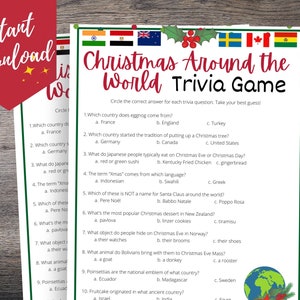Christmas Around the World TRIVIA Game for Kids Teens & - Etsy