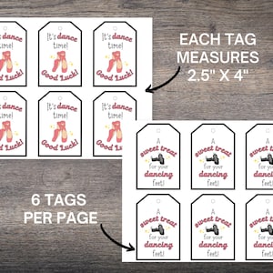 Dance Treat Tags, Dance Team Gift Tags, Dance Goodie Bag Tags ...