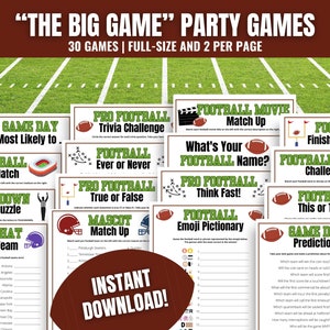 Football Party Games MEGA BUNDLE, Football Sunday, the Big Game Bundle ...