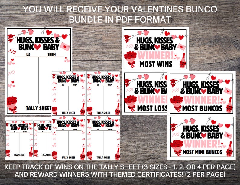 Valentines Bunco Party MEGA Bundle: Printable Scorecards, Tally Sheets ...