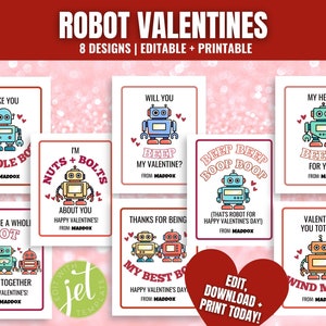 Robot Class Valentines for Kids, Cute Classroom Valentines Cards ...