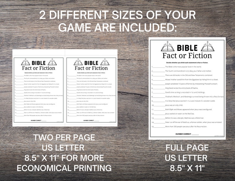 Bible Fact or Fiction Trivia Game Fun Bible Quiz Game - Etsy