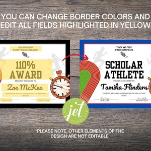 Editable Track and Field Award Certificates, Track Team Awards, Track ...