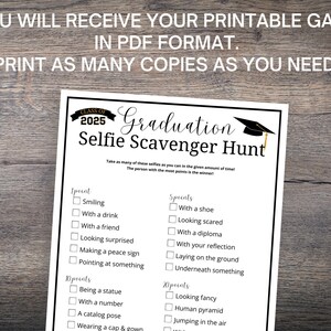 Graduation Selfie Scavenger Hunt Game: Class of 2025 Grad Party ...