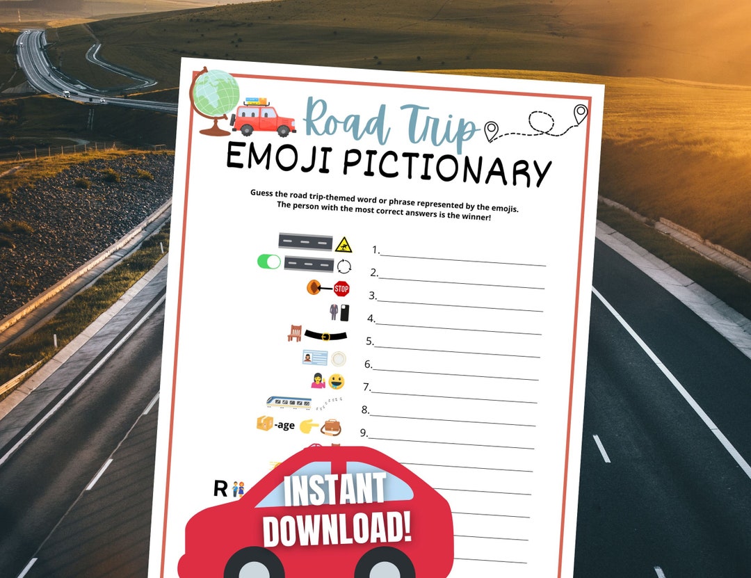 Road Trip Emoji Pictionary Game, Fun Emoji Game for Summer Travel or ...