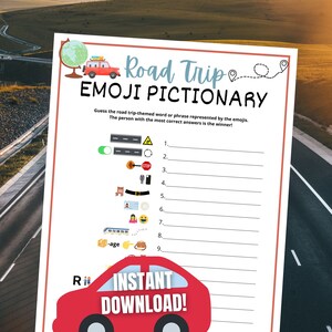 Road Trip Emoji Pictionary Game, Fun Emoji Game for Summer Travel or ...