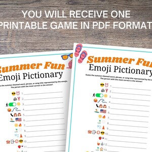 Summer Emoji Pictionary Fun Summer Game for Teens Adults & - Etsy