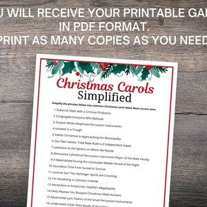 Christmas Carols Game: Challenging Music Trivia Activity (printable PDF ...