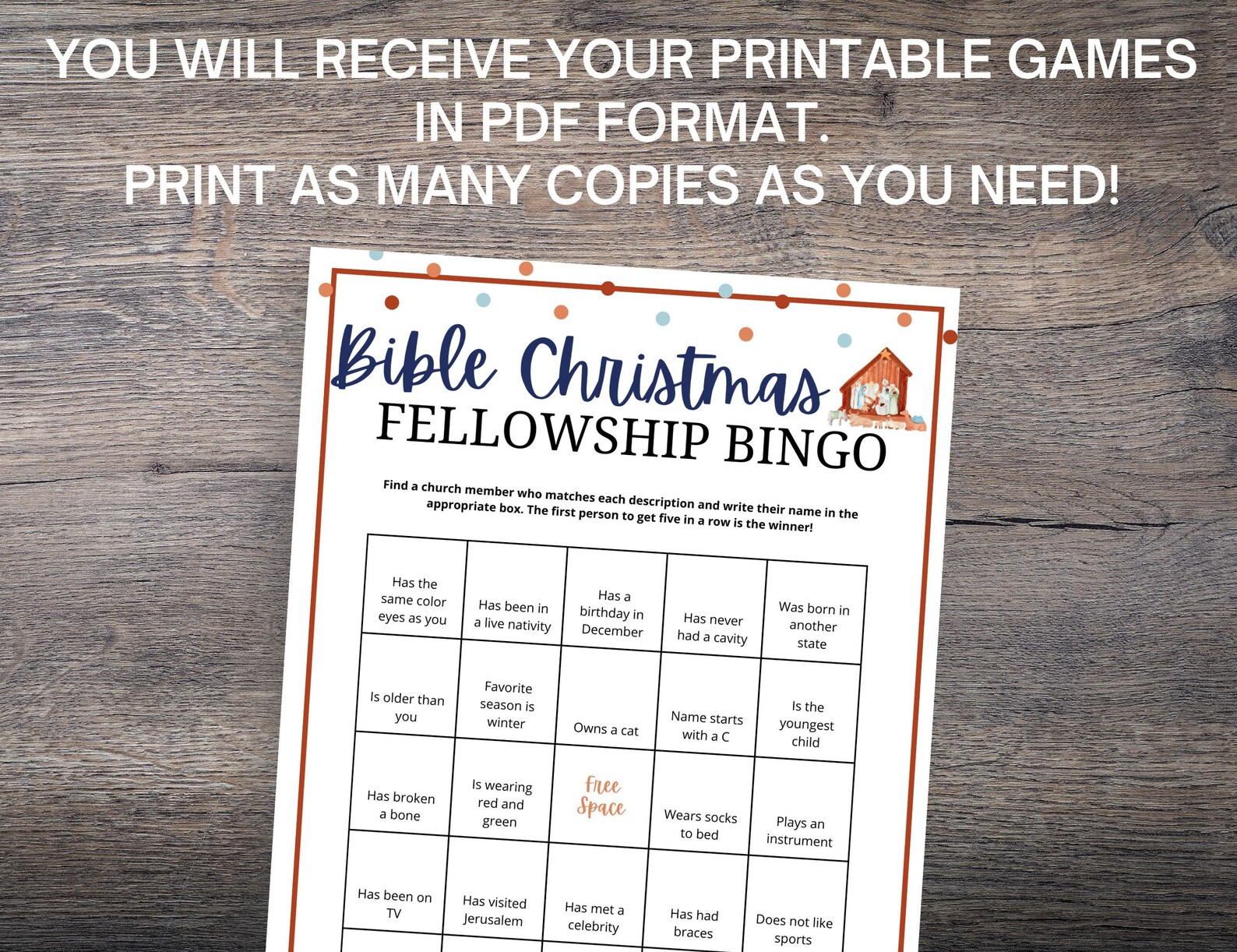 Bible Christmas Fellowship Bingo Game: Church Icebreaker (digital ...