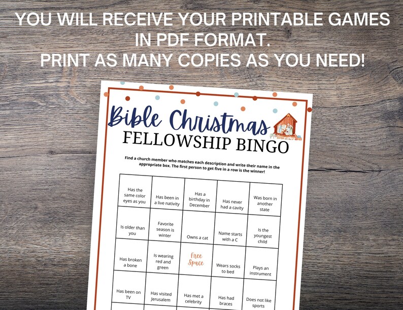 Bible Christmas Fellowship Bingo Game: Church Icebreaker (digital ...