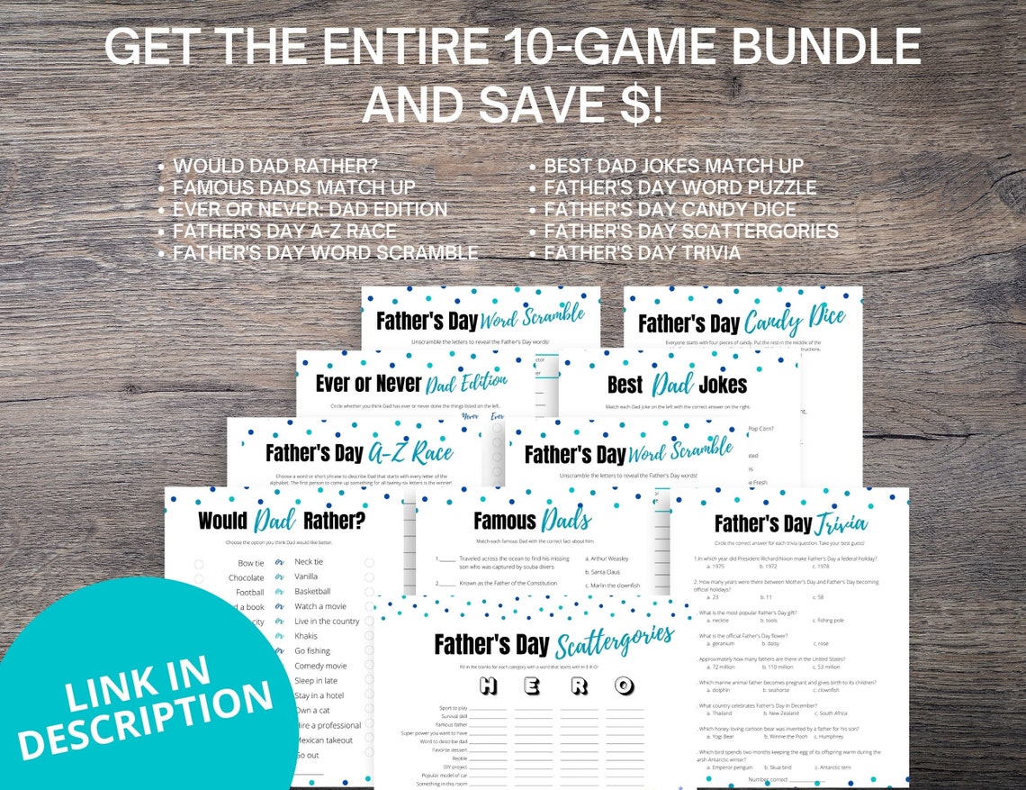 Father's Day Trivia Game Printable for Kids and Adults | Etsy