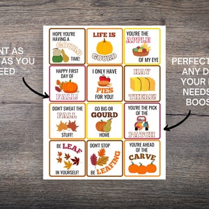 Fall Lunch Box Notes and Jokes for Kids, Autumn Lunch Notes, Mirror ...