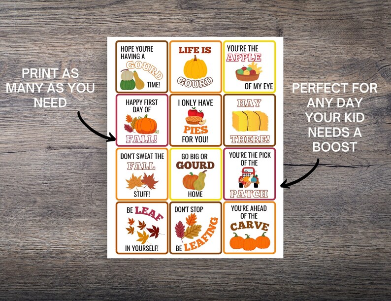 Fall Lunch Box Notes and Jokes for Kids Autumn Lunch Notes - Etsy