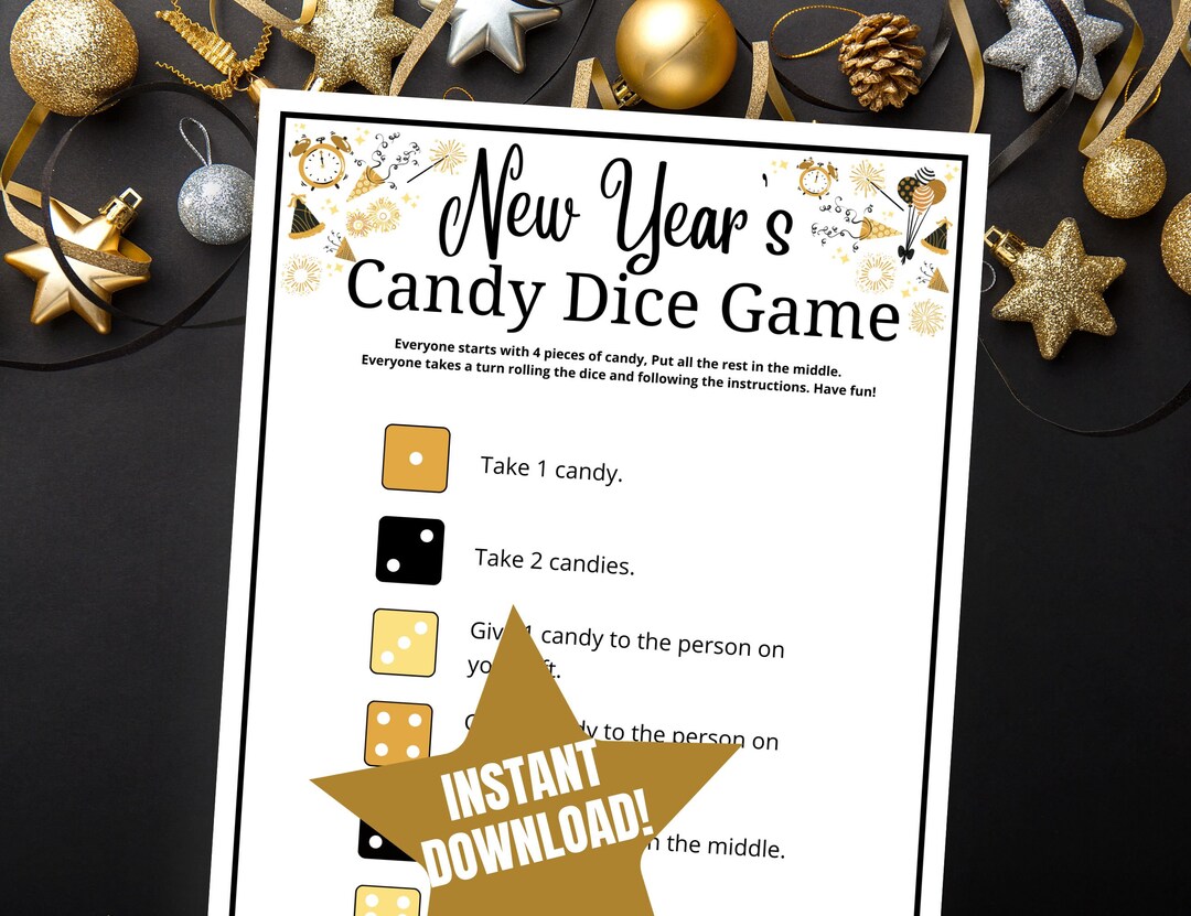 New Year’s Candy Dice Game, Fun New Year's Eve Party Game for Kids ...