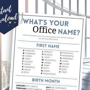 Whats Your Office Name Funny Office Party Game, Work Games, Happy Hour ...