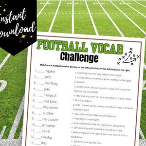 Football Vocabulary Quiz Game: Trivia Night Party (digital Download) - Etsy