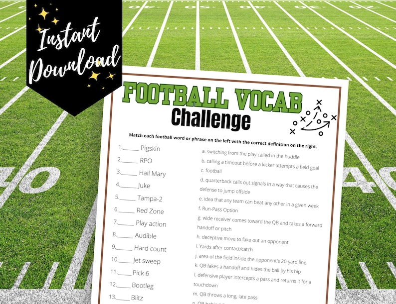 Football Vocabulary Quiz Game: Trivia Night Party (digital Download) - Etsy