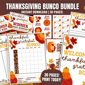 Thanksgiving Bunco MEGA Bundle, Printable Thankful Bunco, November ...