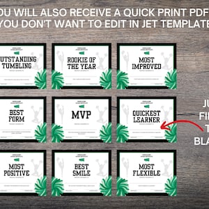 Editable Cheerleading Award Certificates: Team Awards With Green ...