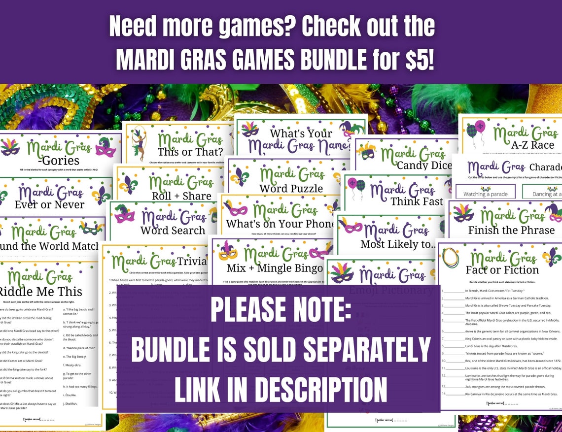 Mardi Gras Name Game Printable: Party Activity (digital Download) - Etsy