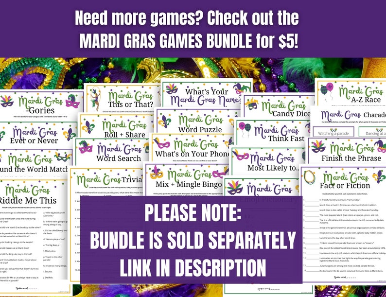Mardi Gras Name Game Printable: Party Activity (digital Download) - Etsy