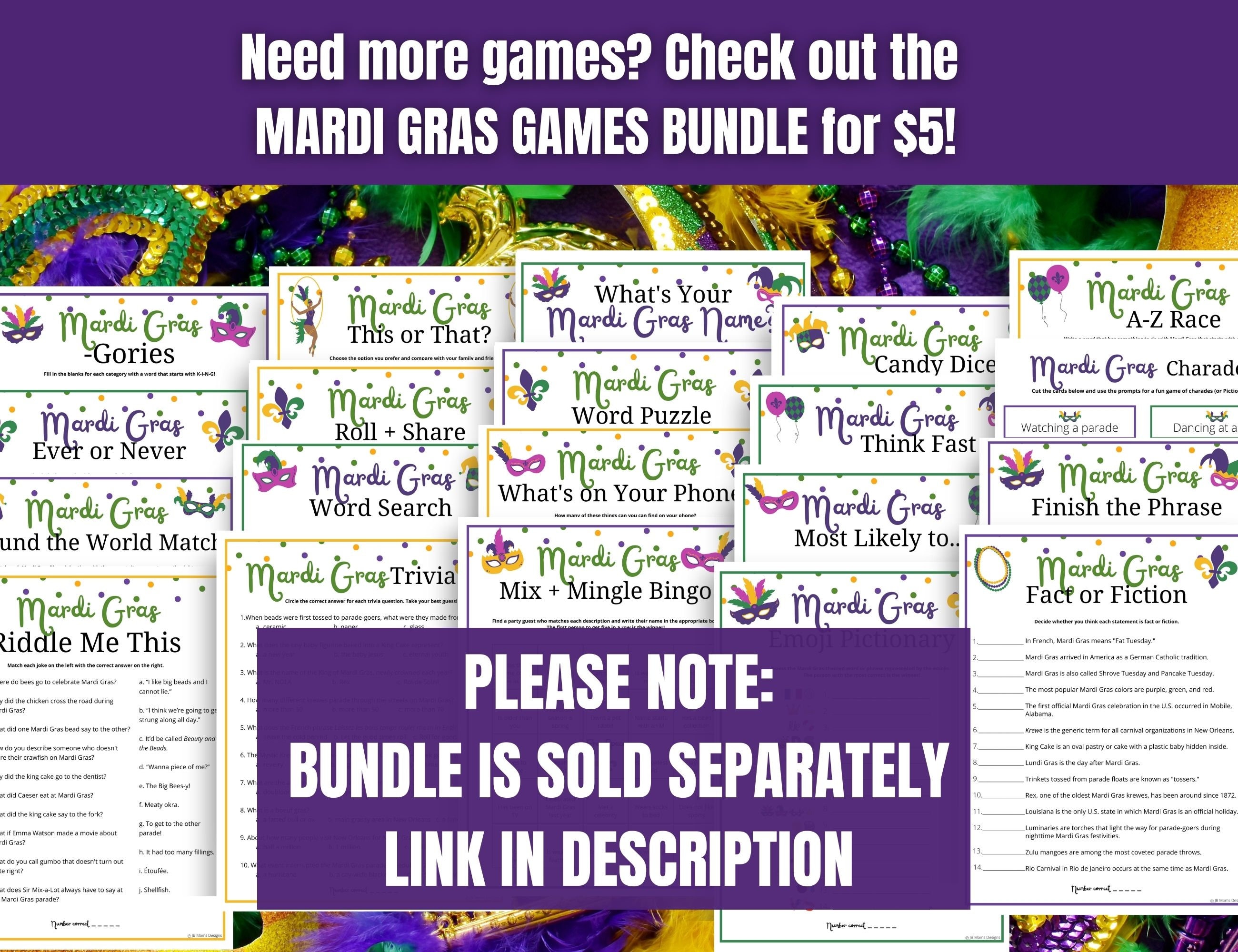 Mardi Gras Name Game Printable: Party Activity (digital Download) - Etsy