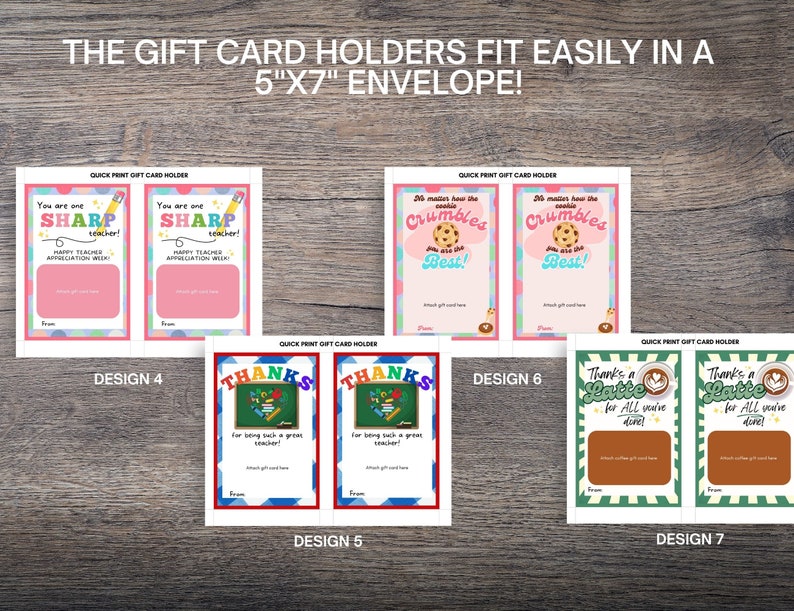 Editable Teacher Gift Card Holder Bundle (digital Download) - Etsy