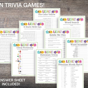 Luau Party Games MEGA Bundle: Printable Hawaiian Theme Activities (PDF ...